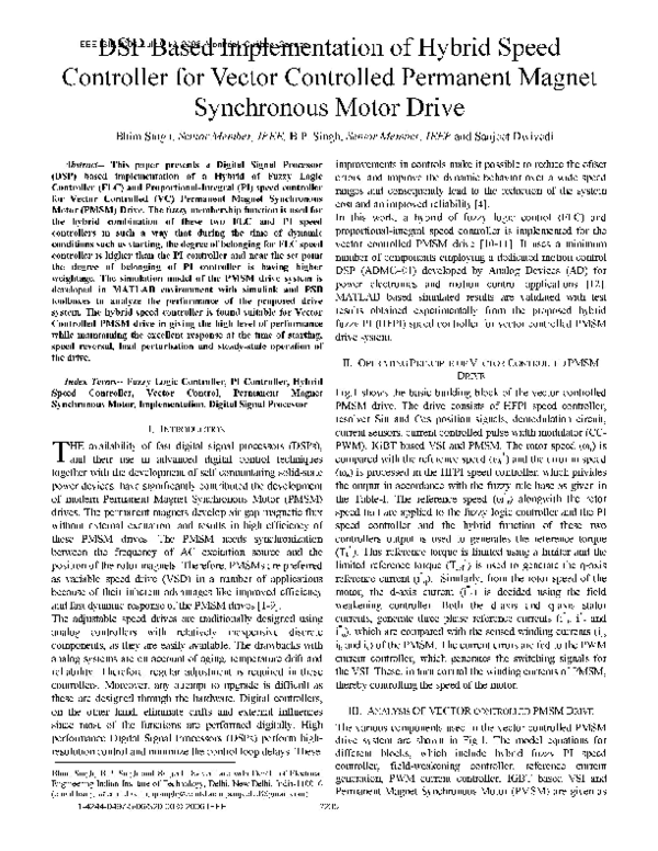 Pdf Dsp Based Implementation Of Hybrid Speed Controller For Vector