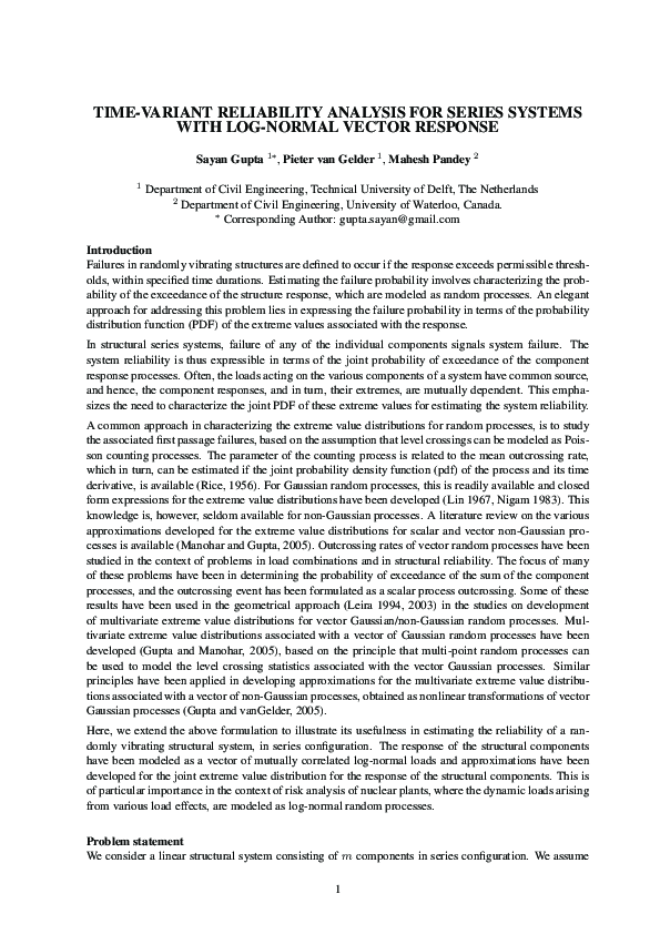 (PDF) Time-variant reliability analysis for series systems with log-normal vector response