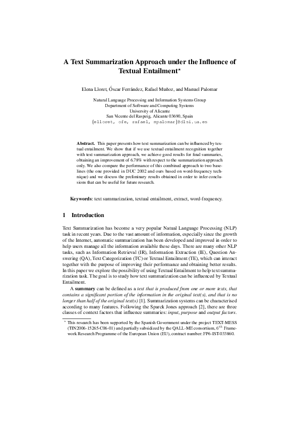 (PDF) A text summarization approach under the influence of textual ...