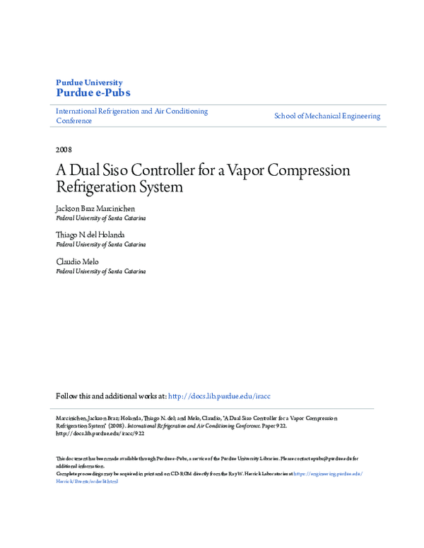 (PDF) A dual SISO controller for a vapor compression refrigeration system