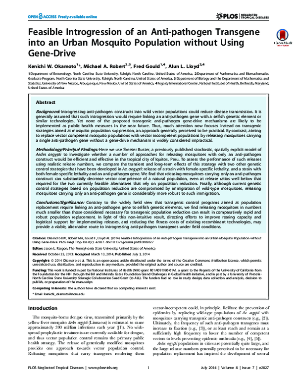 (PDF) Feasible introgression of an anti-pathogen transgene into an ...