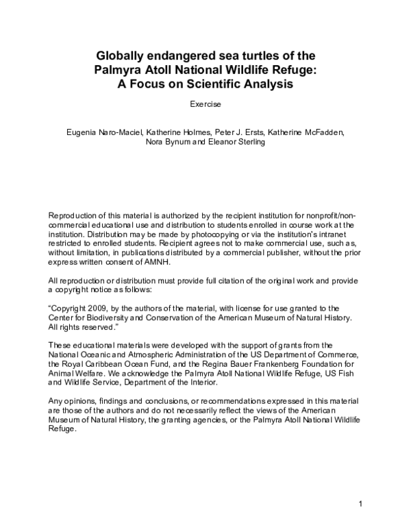 (PDF) Globally endangered sea turtles of the Palmyra Atoll National ...