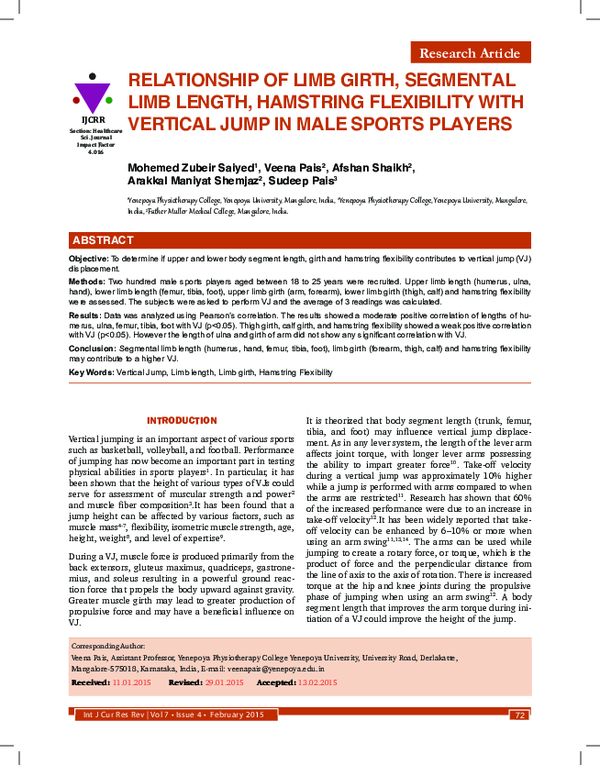 (PDF) Relationship of Limb Girth, Segmental Limb Length, Hamstring ...
