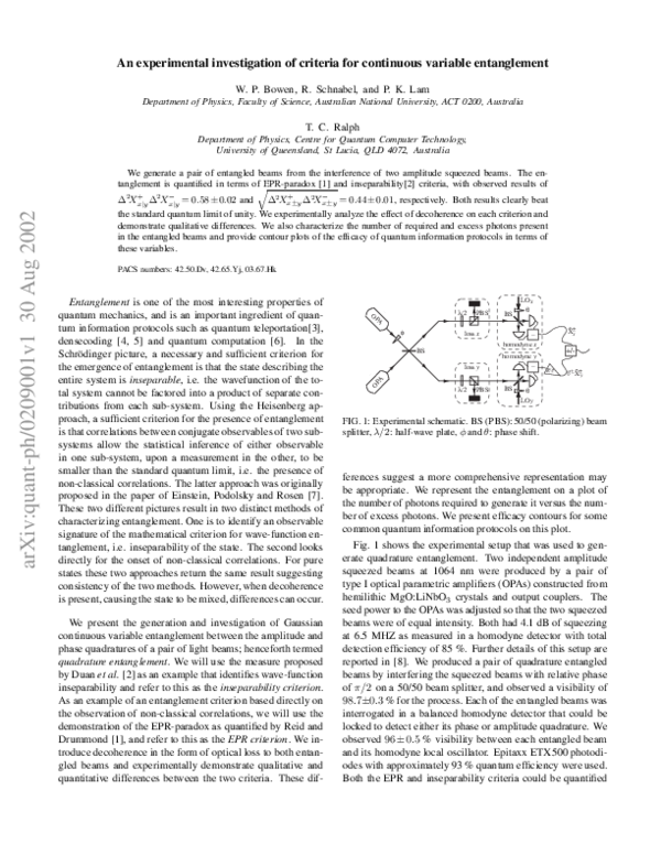 Pdf Experimental Investigation Of Criteria For Continuous Variable