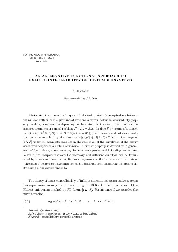 (PDF) An alternative functional approach to exact controllability of ...
