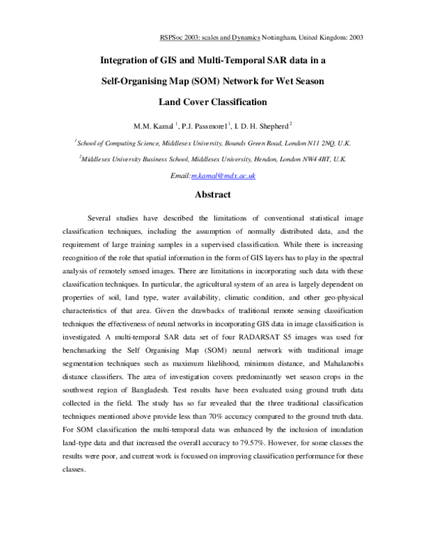 Pdf Integration Of Gis And Multi Temporal Sar Data In A Self