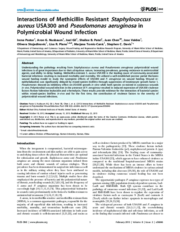 (PDF) Interactions of Methicillin Resistant Staphylococcus aureus ...