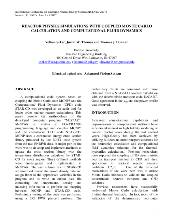 Pdf Reactor Physics Simulations With Coupled Monte Carlo Calculation