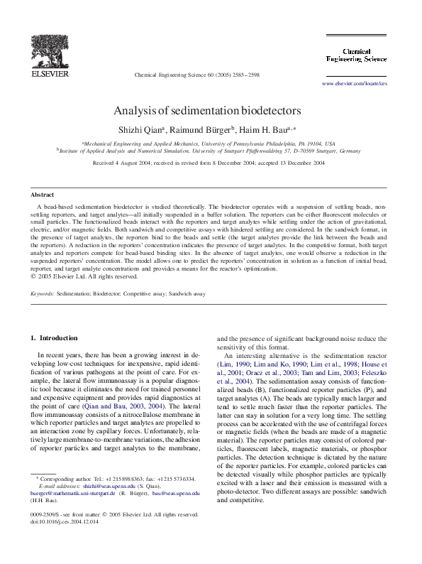 (PDF) Analysis of sedimentation biodetectors