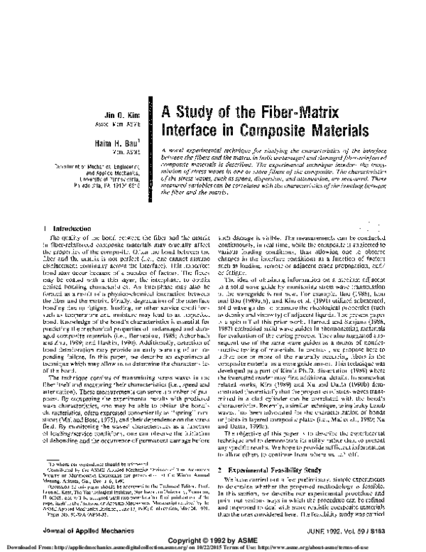 (PDF) A Study of the Fiber-Matrix Interface in Composite Materials
