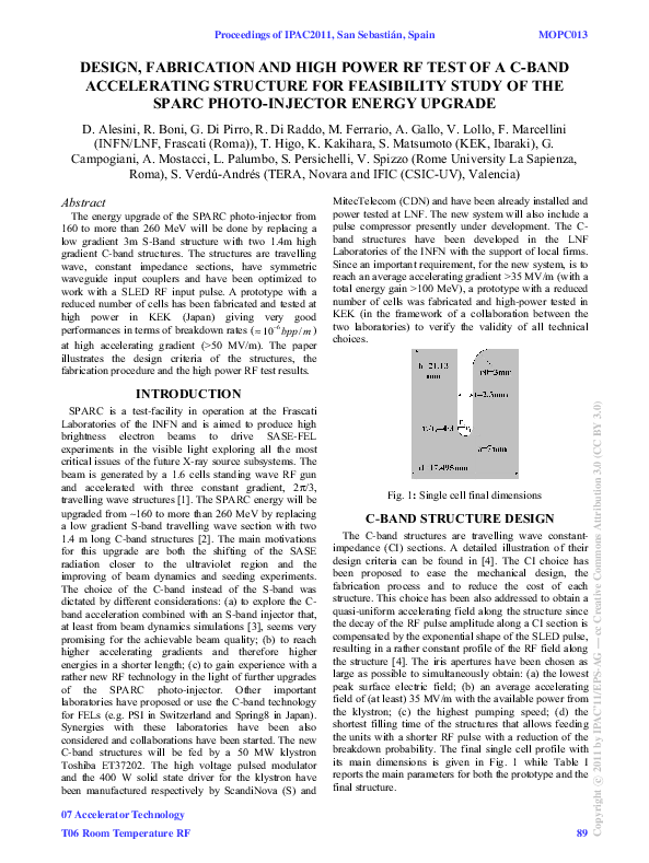 (PDF) Design, Fabrication and High Power RF Test of a C-Band ...