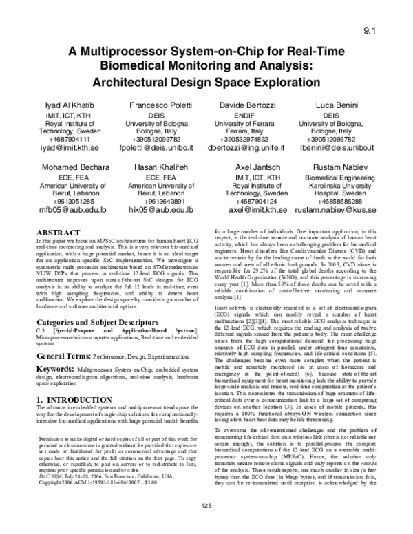 Pdf A Multiprocessor System On Chip For Real Time Biomedical