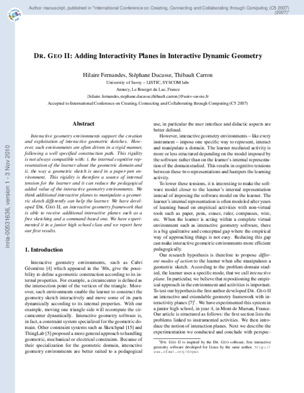 (PDF) DR. GEO II: Adding Interactivity Planes in Interactive Dynamic ...