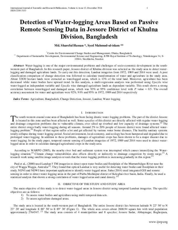 (PDF) Detection of Water-logging Areas Based on Passive Remote Sensing ...