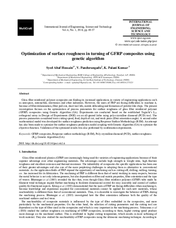 Pdf Genetic Algorithm For Optimizing Gfrp Machining