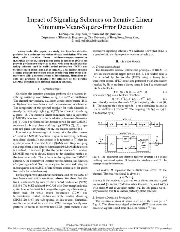 (PDF) Impact of Signaling Schemes on Iterative Linear Minimum-Mean-Square-Error Detection