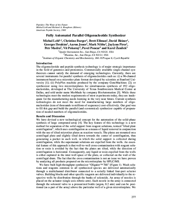 (PDF) Fully automated parallel oligonucleotide synthesizer