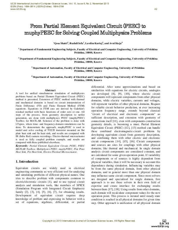 (PDF) From Partial Element Equivalent Circuit (PEEC) to muphyPEEC for Solving Coupled ...