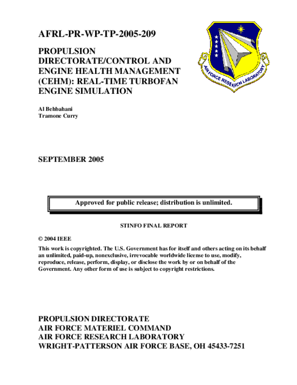 (PDF) Propulsion directorate/control and engine health management (CEHM ...