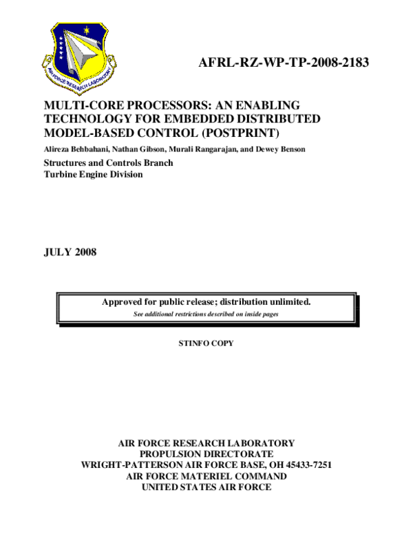 (PDF) Multi-Core Processors: An Enabling Technology for Embedded Distributed Model-Based Control ...