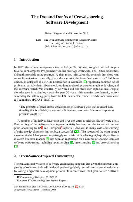 (PDF) The Dos and Don'ts of Crowdsourcing Software Development
