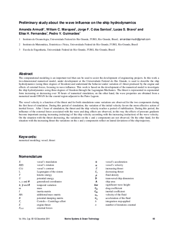 (PDF) Preliminary study about the wave influence on the ship hydrodynamics