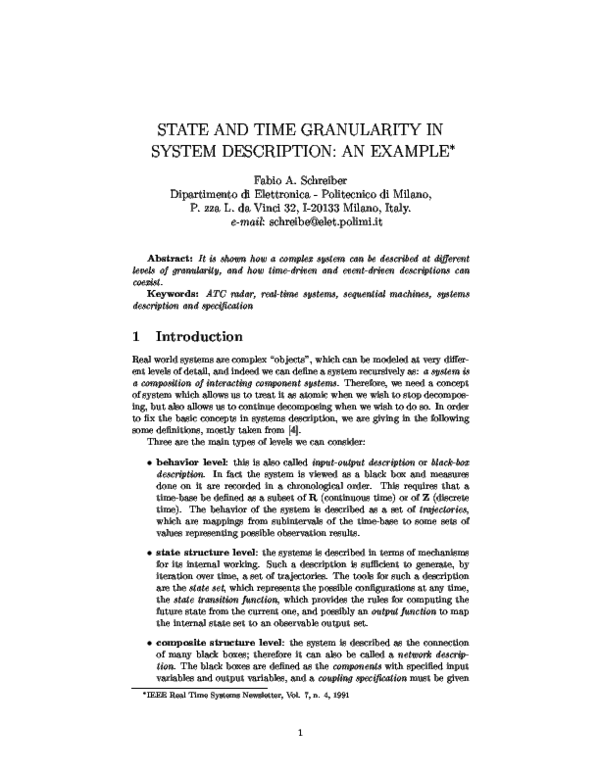 (PDF) State and time granularity in system description: an example