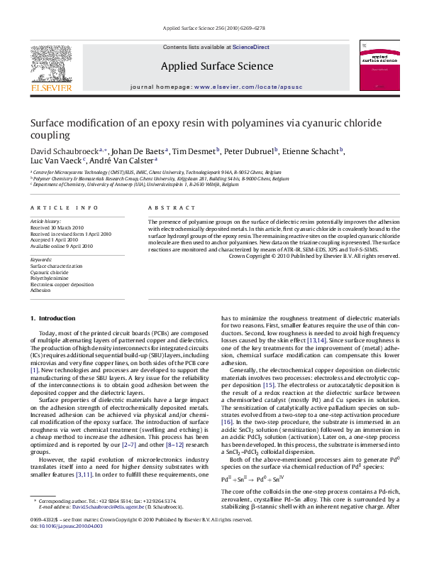 (PDF) Surface modification of an epoxy resin with polyamines via ...