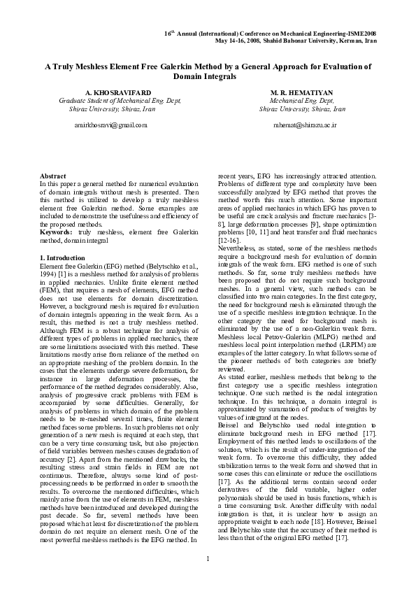 (PDF) A Truly Meshless Element Free Galerkin Method by a General ...
