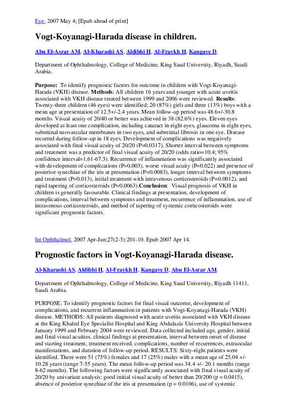 (PDF) Vogt-Koyanagi-Harada disease in children