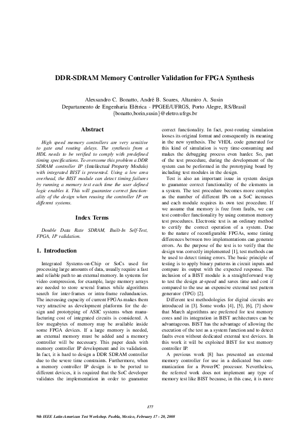 Pdf Ddr Sdram Memory Controller Validation For Fpga Synthesis