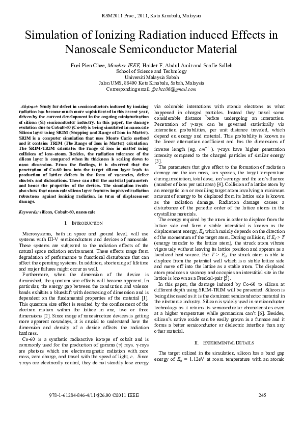 (PDF) Simulation of ionizing radiation induced effects in nanoscale ...
