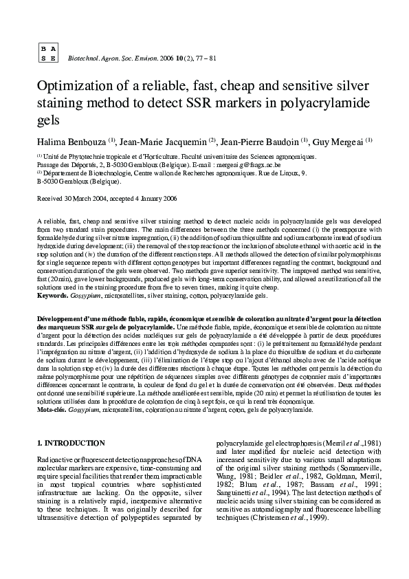 (PDF) Optimization of a reliable, fast, cheap and sensitive silver ...