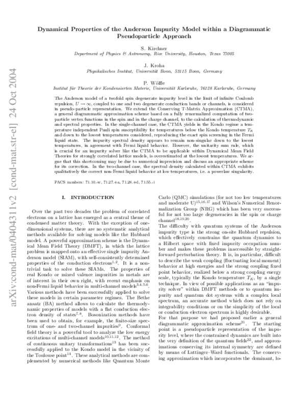 (PDF) Dynamical properties of the Anderson impurity model within a ...