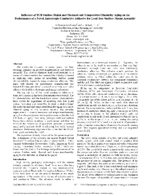 (PDF) Influence of PCB Surface Finish and Thermal and Temperature ...