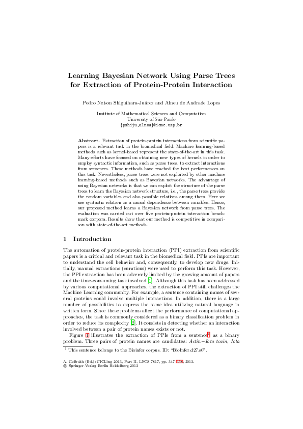 Pdf Learning Bayesian Network Using Parse Trees For Extraction Of