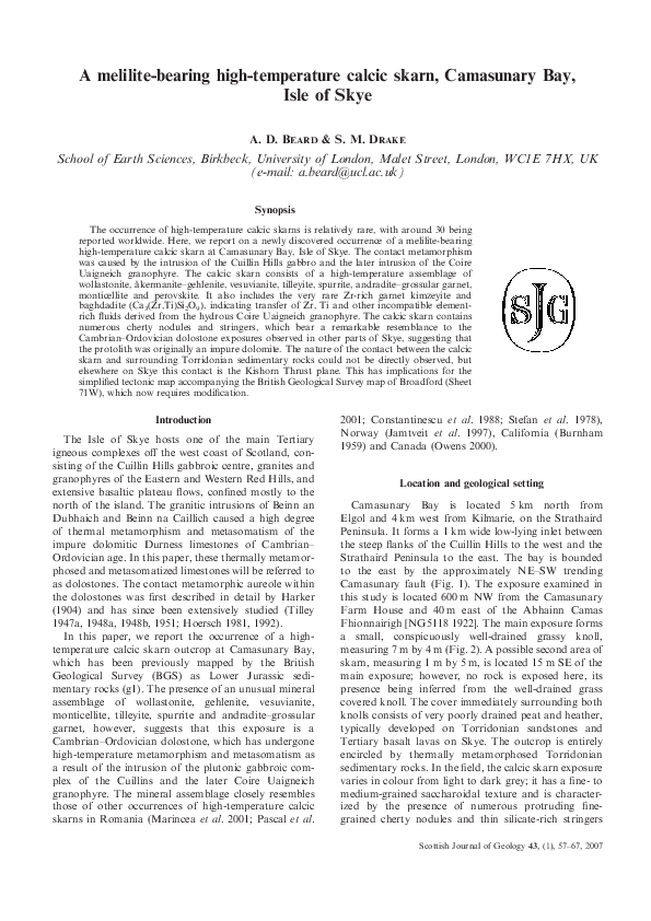 (PDF) A melilite-bearing high-temperature calcic skarn, Camasunary Bay ...