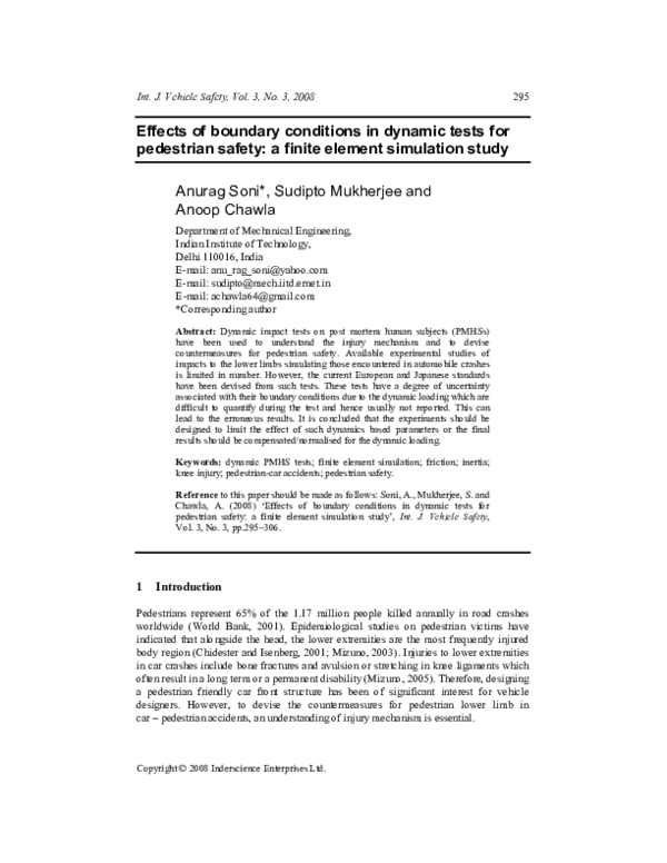 (PDF) Effects of boundary conditions in dynamic tests for pedestrian ...