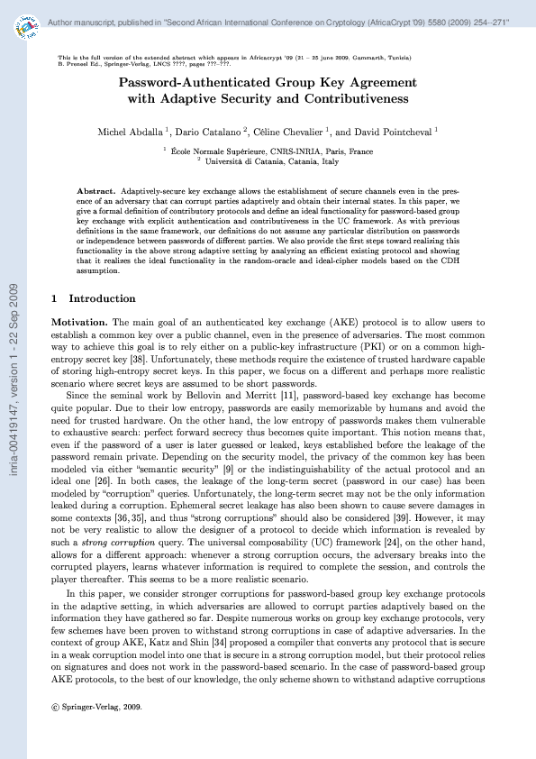(PDF) Password-authenticated group key agreement with adaptive security ...