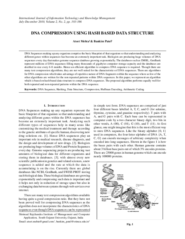 Pdf Dna Compression Using Hash Based Data Structure 
