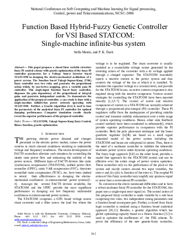 (PDF) Function based hybrid-fuzzy genetic controller for VSI based STATCOM: Single-machine ...