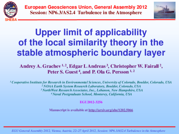 (PDF) Upper limit of applicability of the local similarity theory in the stable atmospheric ...