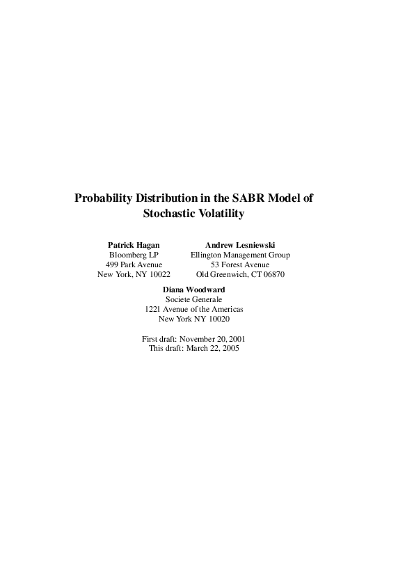 (PDF) SABR Model: Analyzing Probability Distribution of Stochastic Volatility