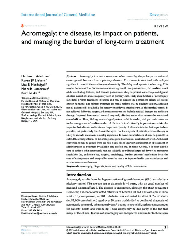 (PDF) Acromegaly: the disease, its impact on patients, and managing the ...