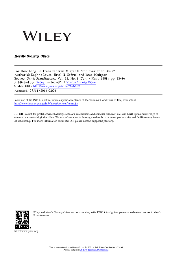 (PDF) For How Long Do Trans-Saharan Migrants Stop over at an Oasis?