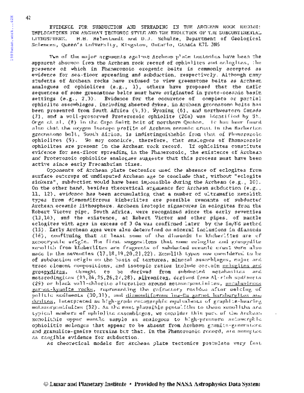 (PDF) Evidence for subduction and spreading in the Archean rock record ...