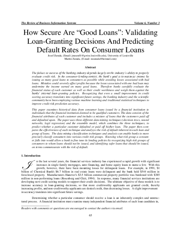 Pdf Data Mining Techniques In Predicting Default Rates On Customer Loans