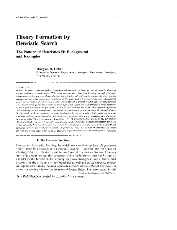 (PDF) Theory formation by heuristic searchThe nature of heuristics II ...