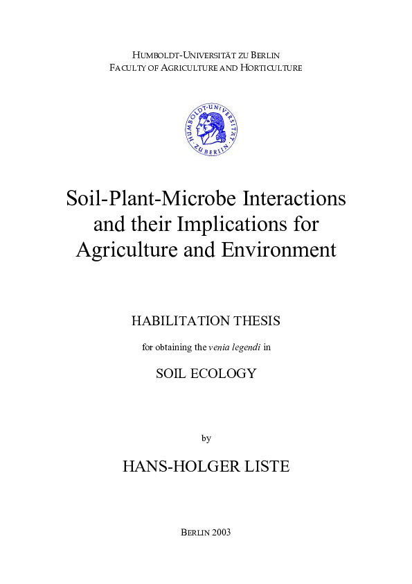 (PDF) Soil-Plant-Microbe Interactions and their Implications for ...