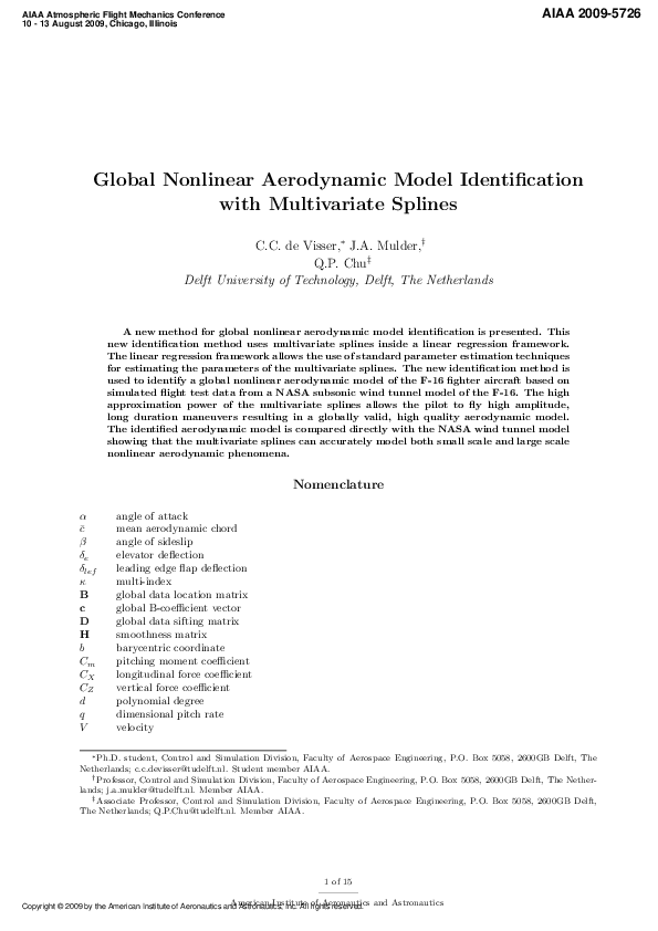 (PDF) Global nonlinear aerodynamic model identification with multivariate splines